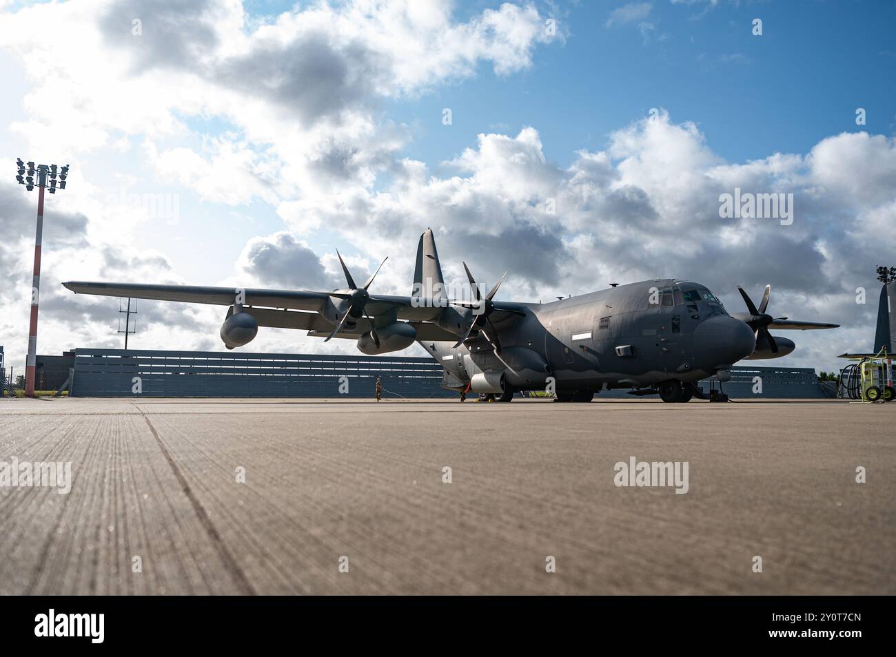 An MC-130J Commando II sits on the flight line before a flight at Royal ...