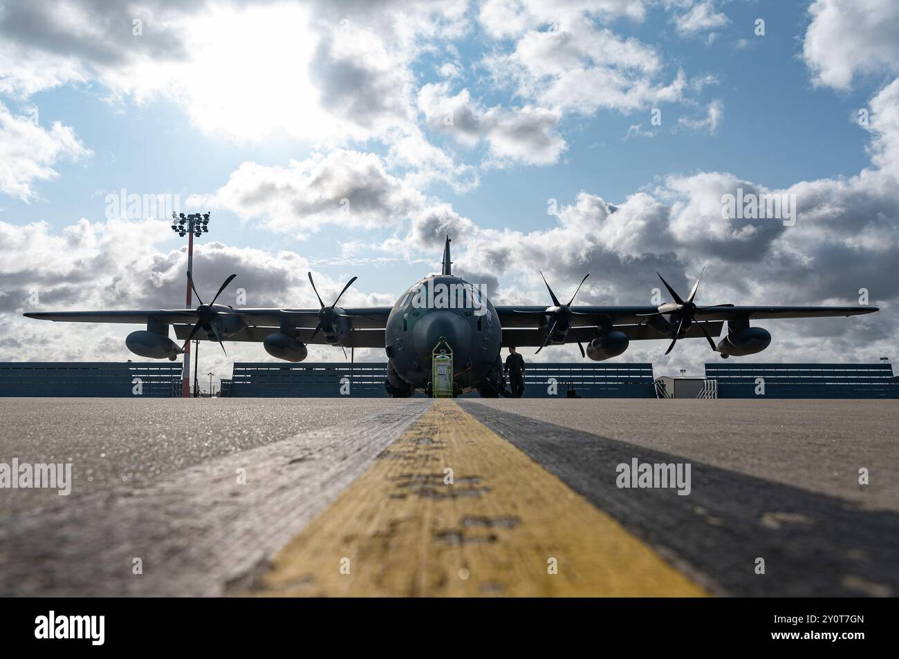 An MC-130J Commando II sits on the flight line before a flight at Royal ...