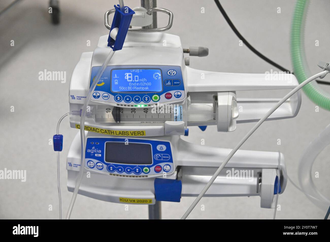 Medical infusion system with volumetric pump and syringe pump. For the ...
