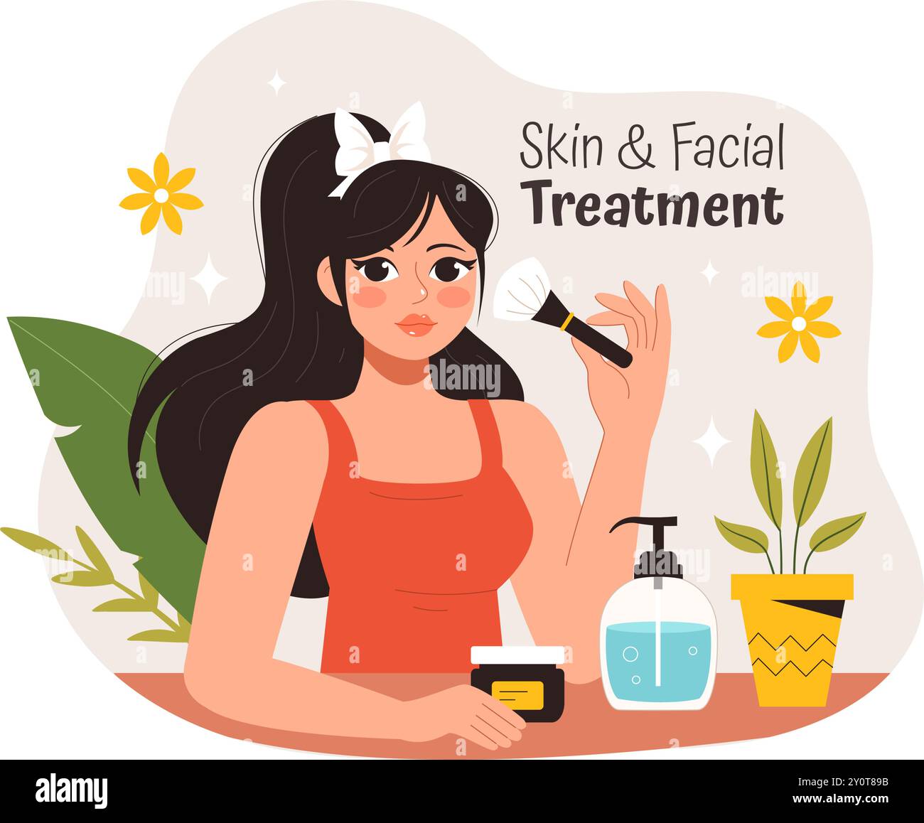 Vector Illustration of Facial and Skin Treatment featuring Women’s ...