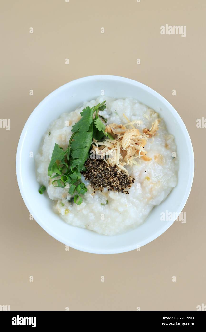 Top View Chao Ga is Vietnamese Chicken Porridge or Vietnamese Congee ...