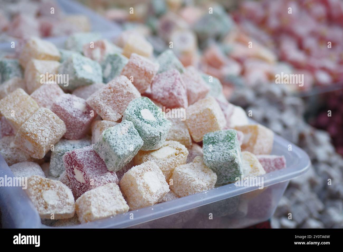 Traditional Turkish Delights displaying for sale at market Stock Photo ...