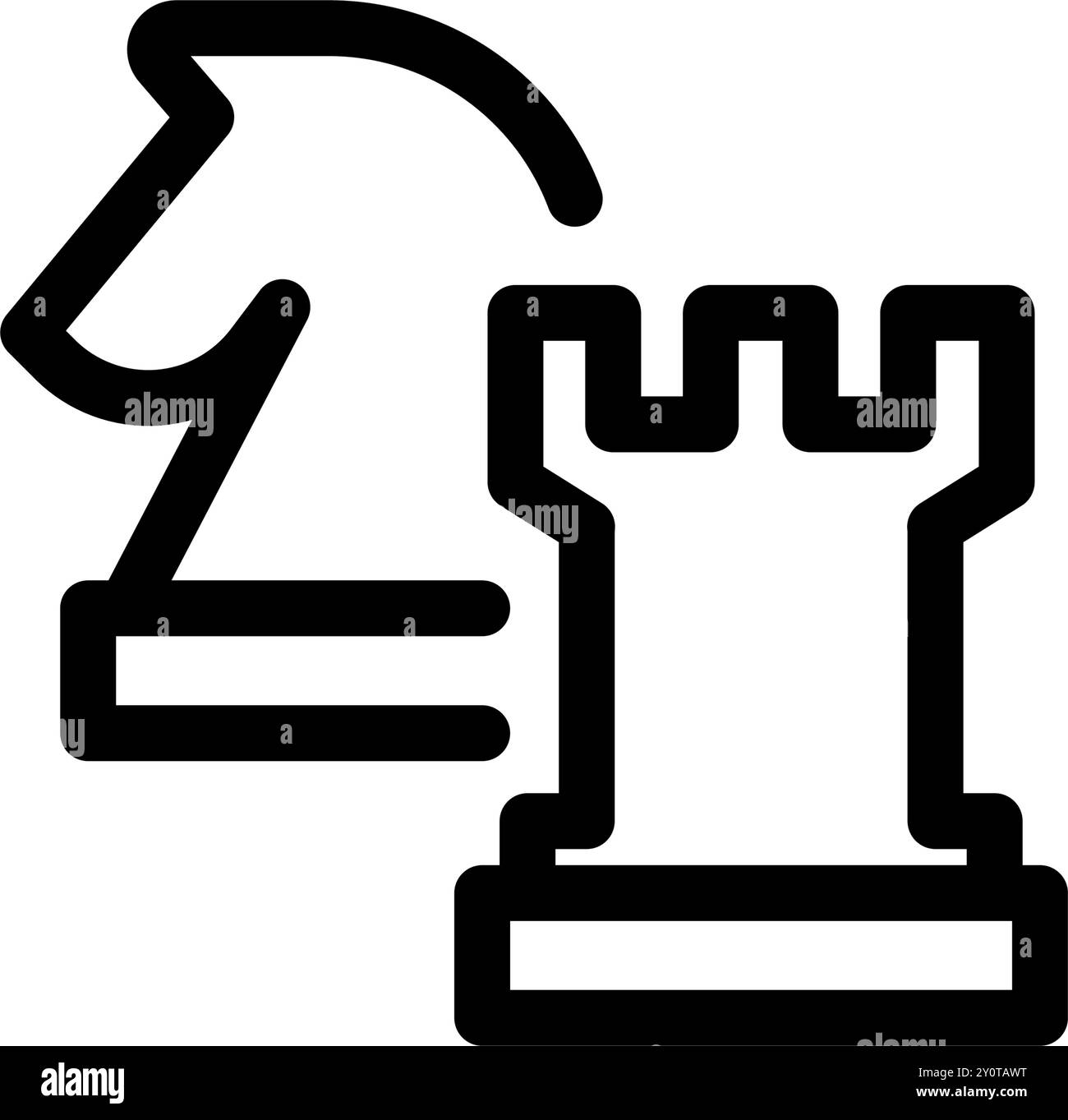 Icon rook and knight chess piece, strategy game symbol design Stock ...