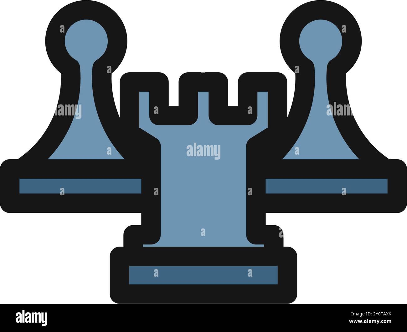Icon rook and pawn chess piece, strategy game symbol design Stock ...