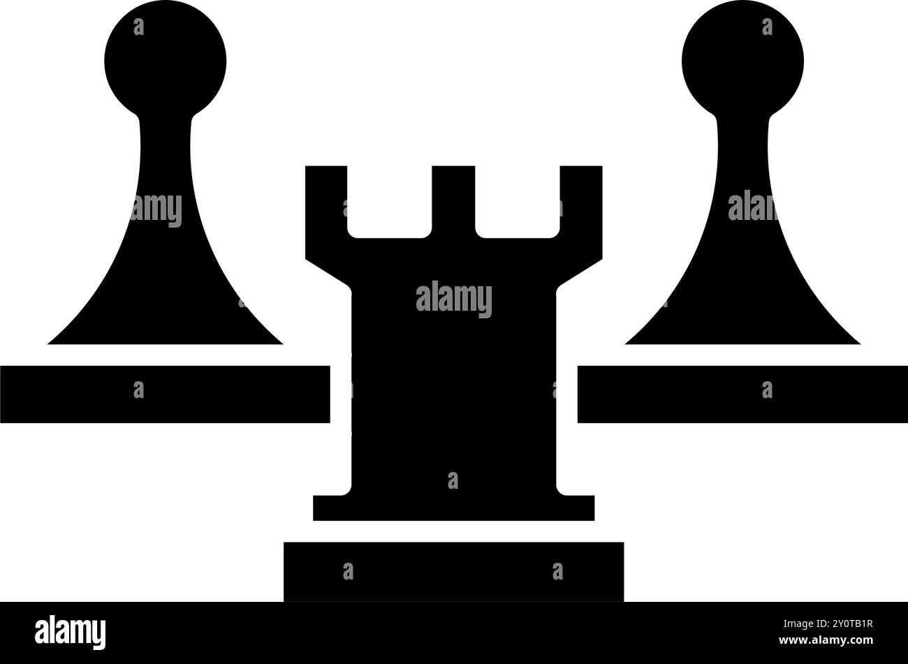 Icon rook and pawn chess piece, strategy game symbol design Stock ...