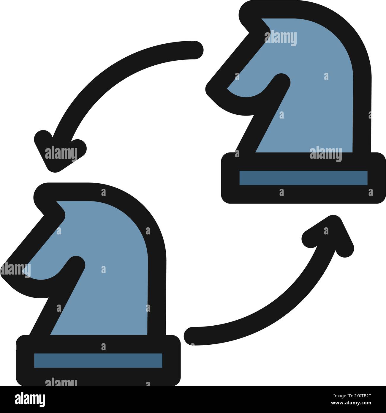 Icon two knight switch position, chess piece strategy game symbol ...