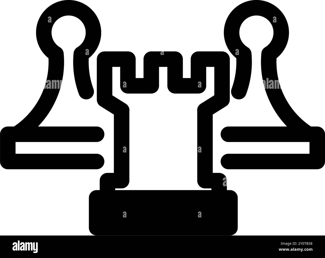 Icon rook and pawn chess piece, strategy game symbol design Stock ...