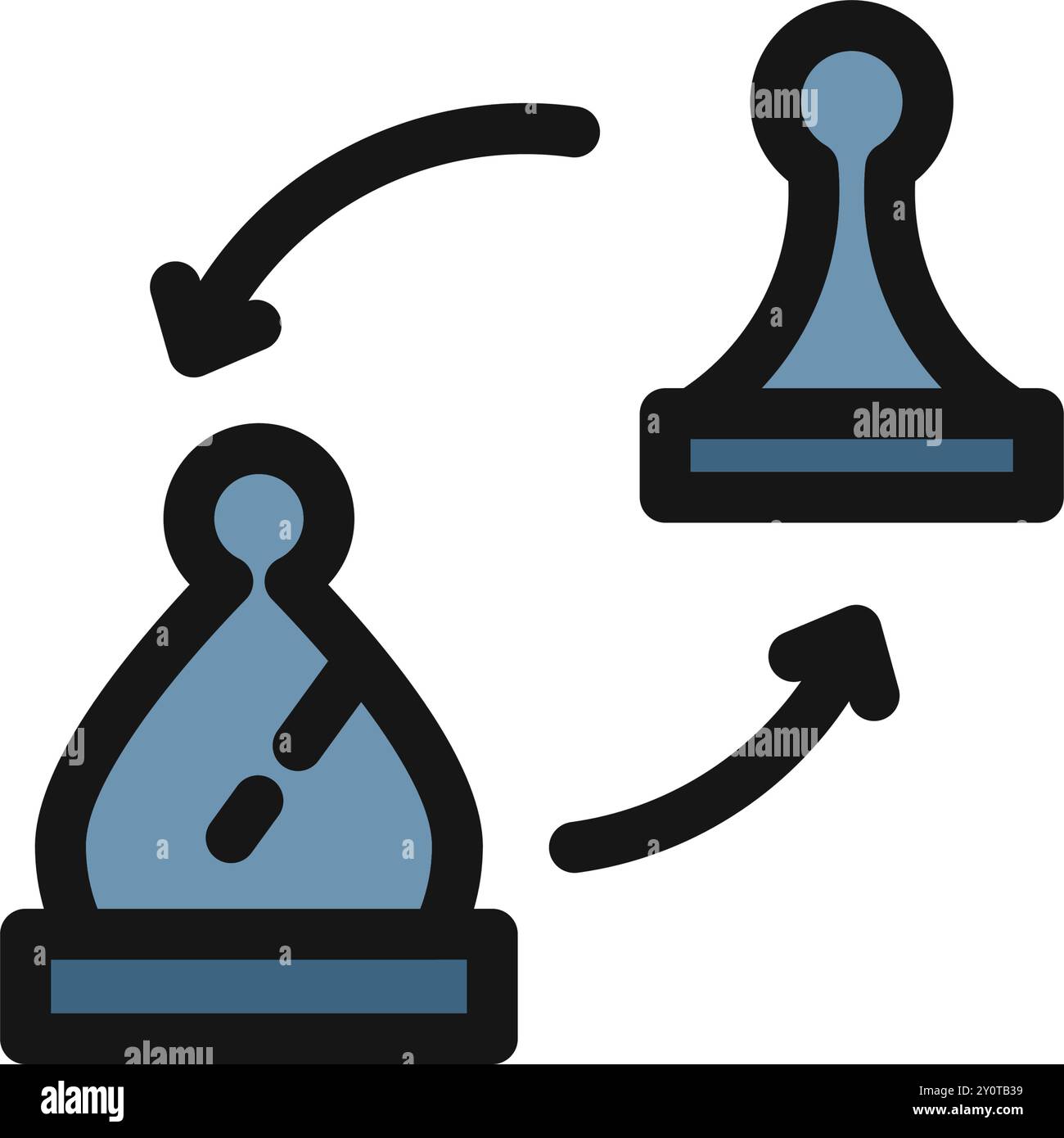 Icon bishop and pawn switch position, chess piece strategy game symbol ...