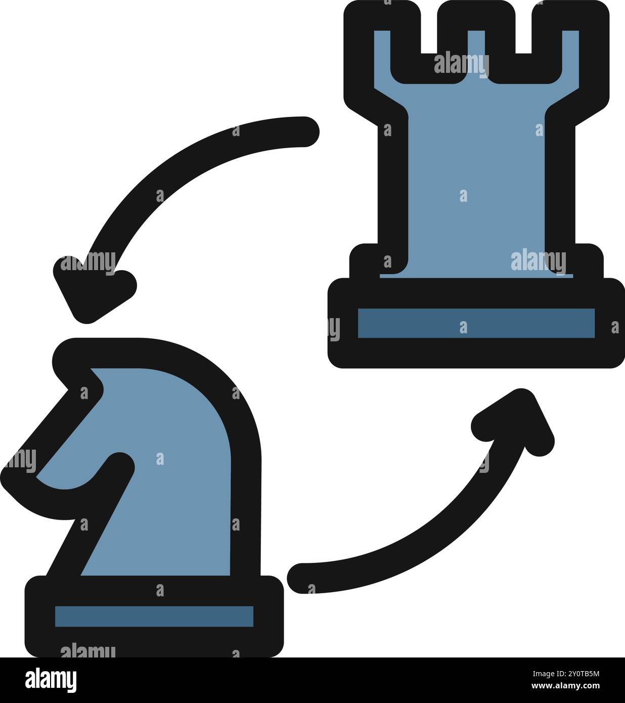 Icon knight and rook switch position, chess piece strategy game symbol ...