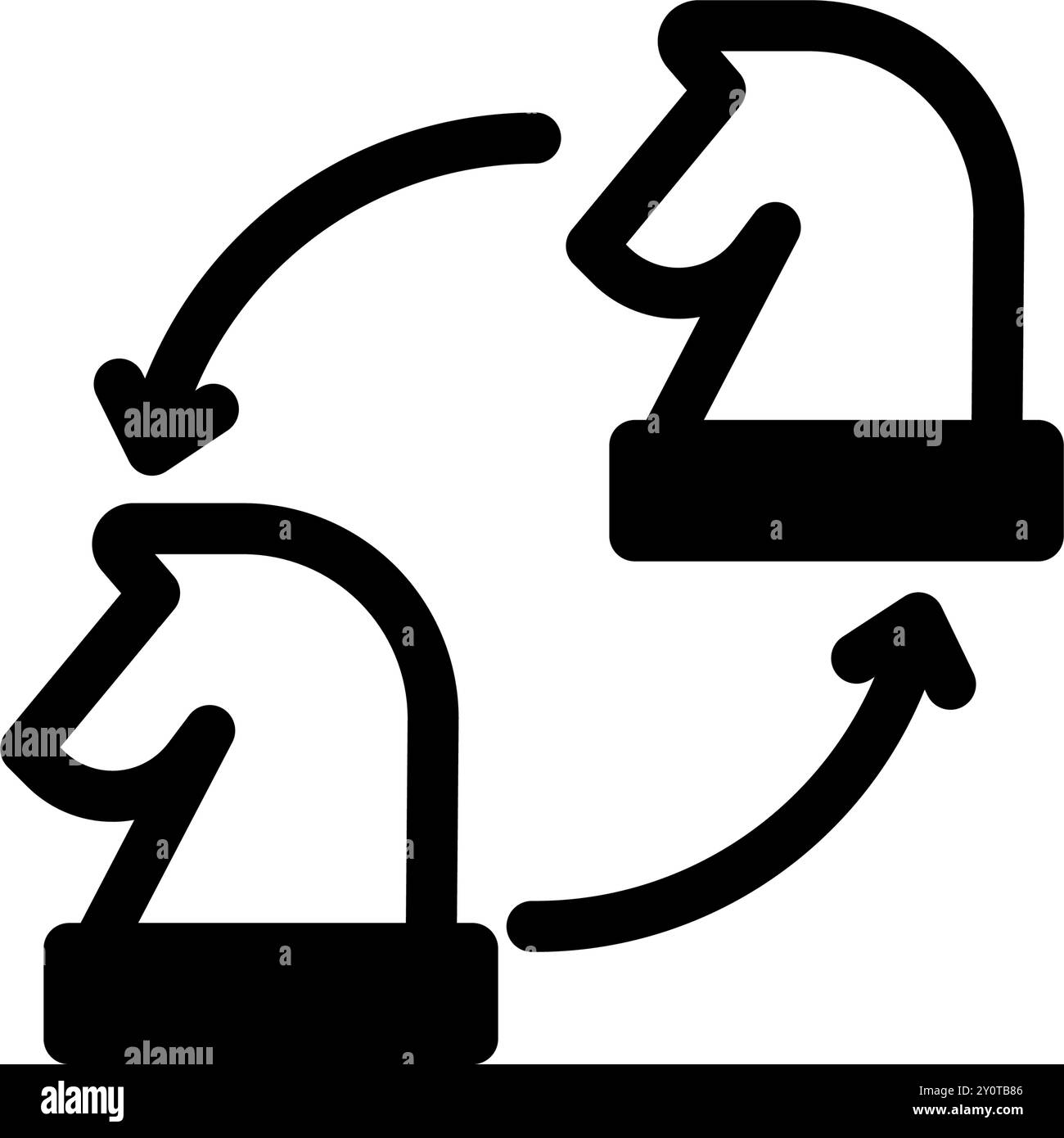Icon two knight switch position, chess piece strategy game symbol ...