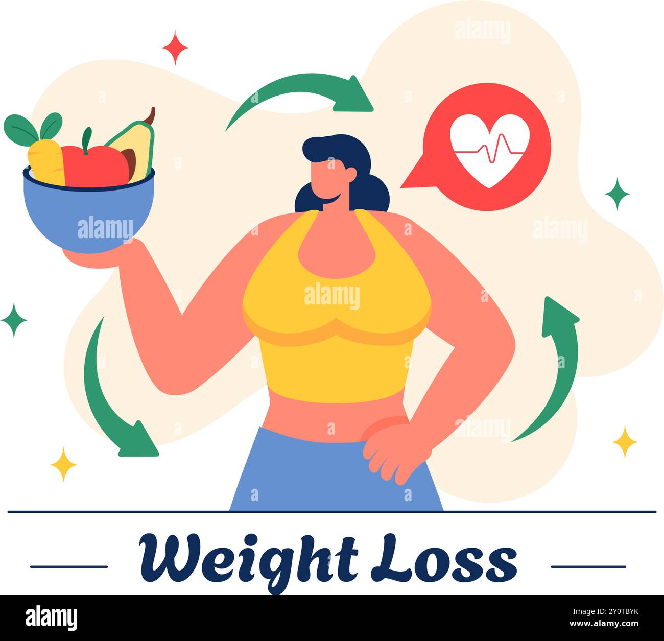 Weight Loss Vector Illustration of a Woman's Body Transformation ...
