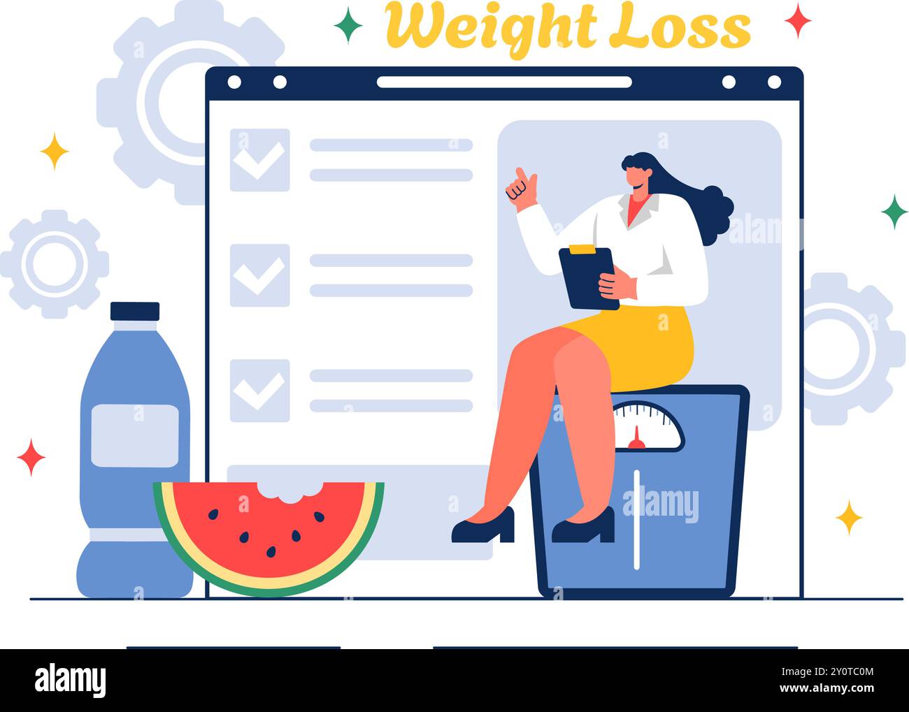 Weight Loss Vector Illustration of a Woman's Body Transformation ...