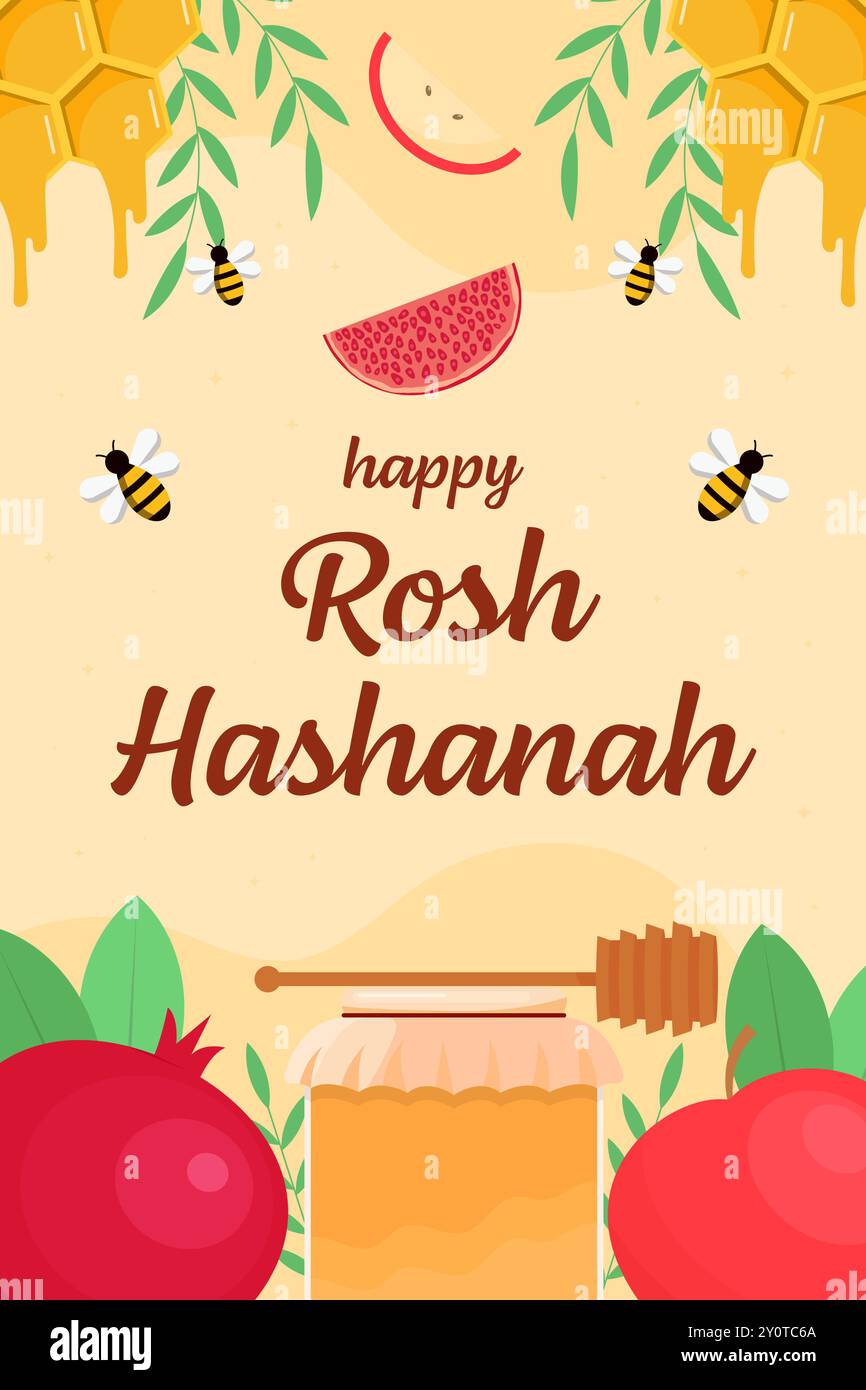 happy rosh hashanah vertical banner illustration Stock Vector Image ...