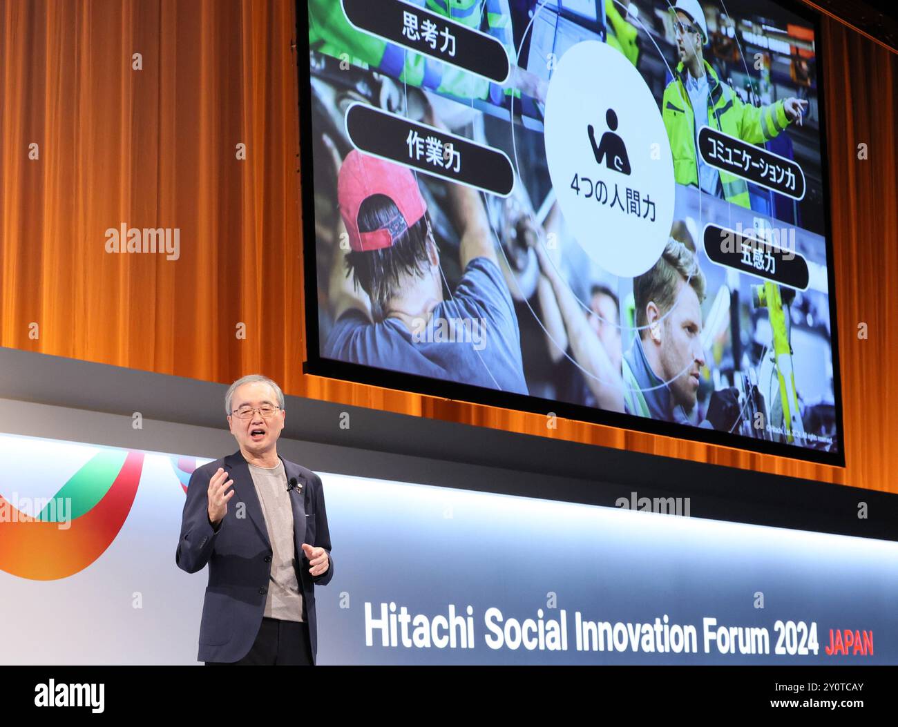 Tokyo, Japan. 4th Sep, 2024. Japan's high-tech giant Hitachi president Keiji Kojima delivers a ...