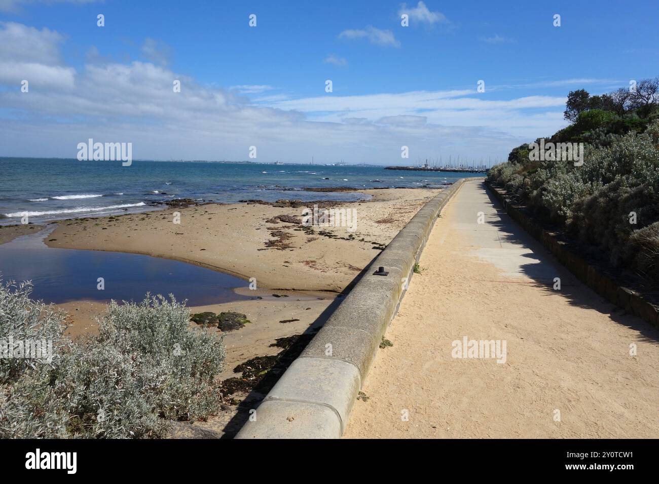 Tide pool and mussels on beach, Brighton Beach, Melbourne, Australia ...