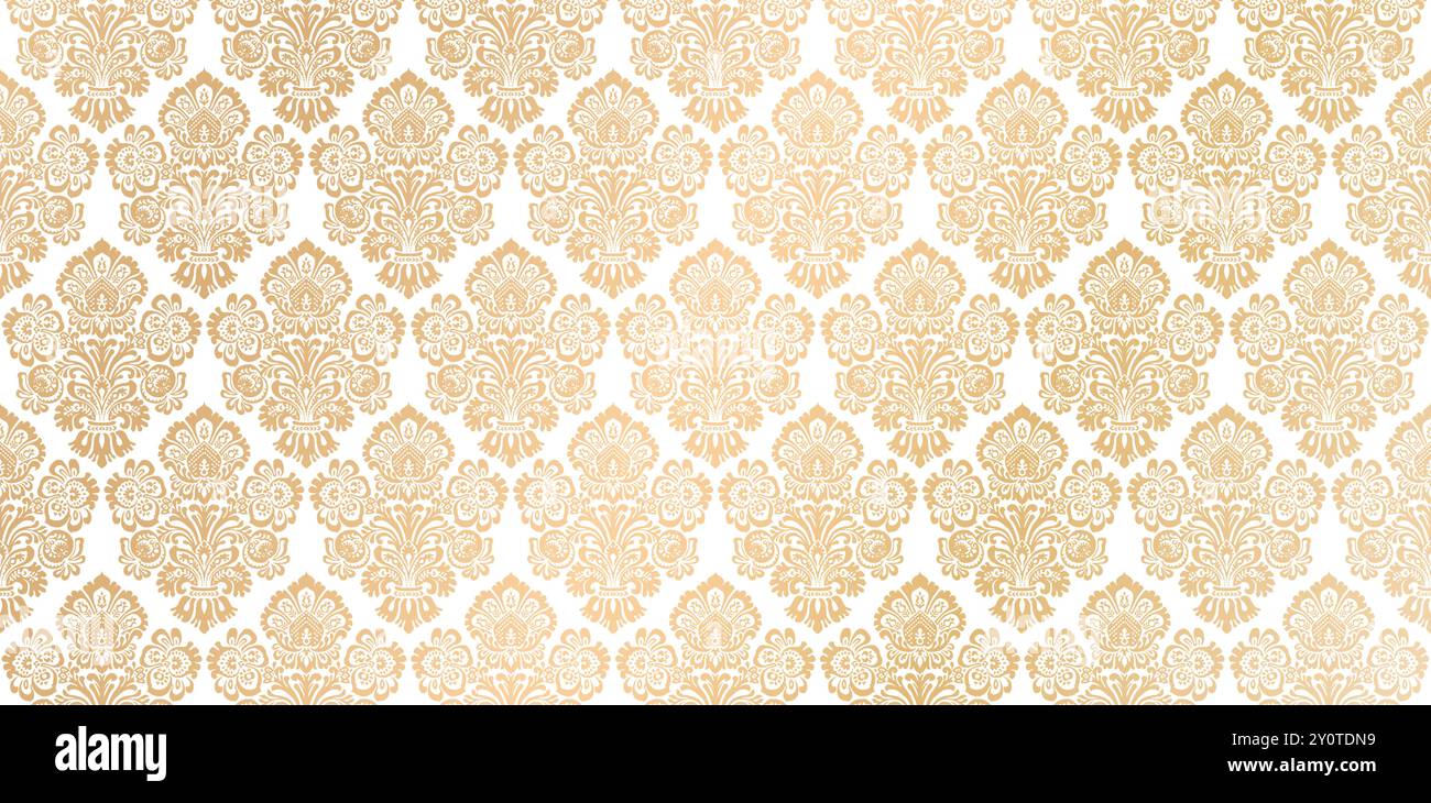 seamless damask wallpapers golden patterns ornamental designs isolated ...