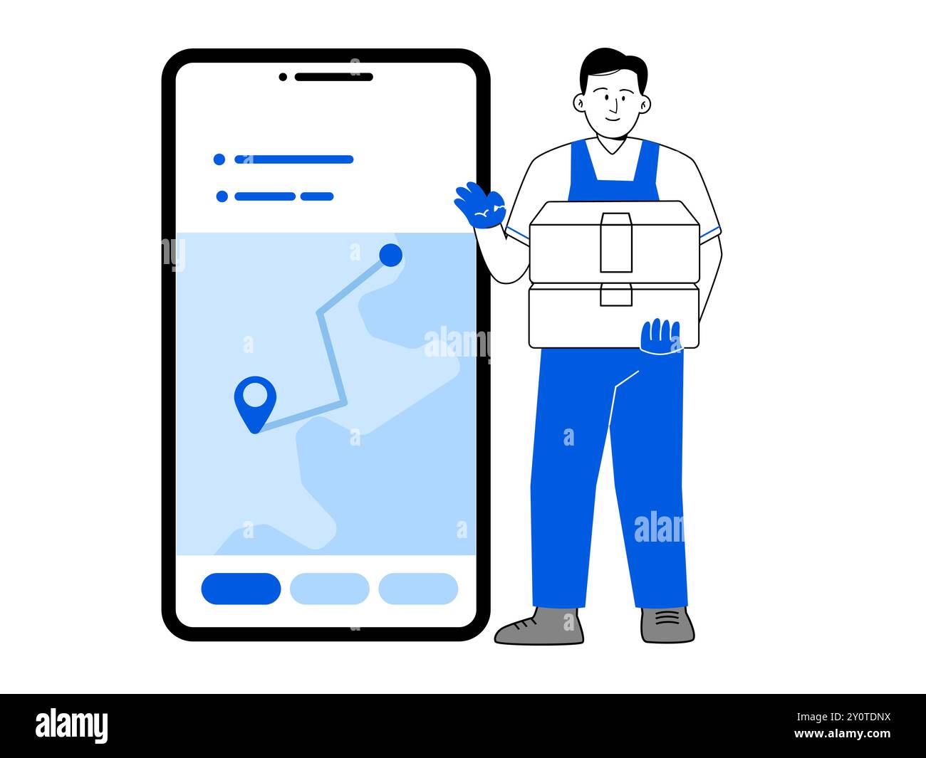 Delivery apps map navigation route direction man postman shipment ...
