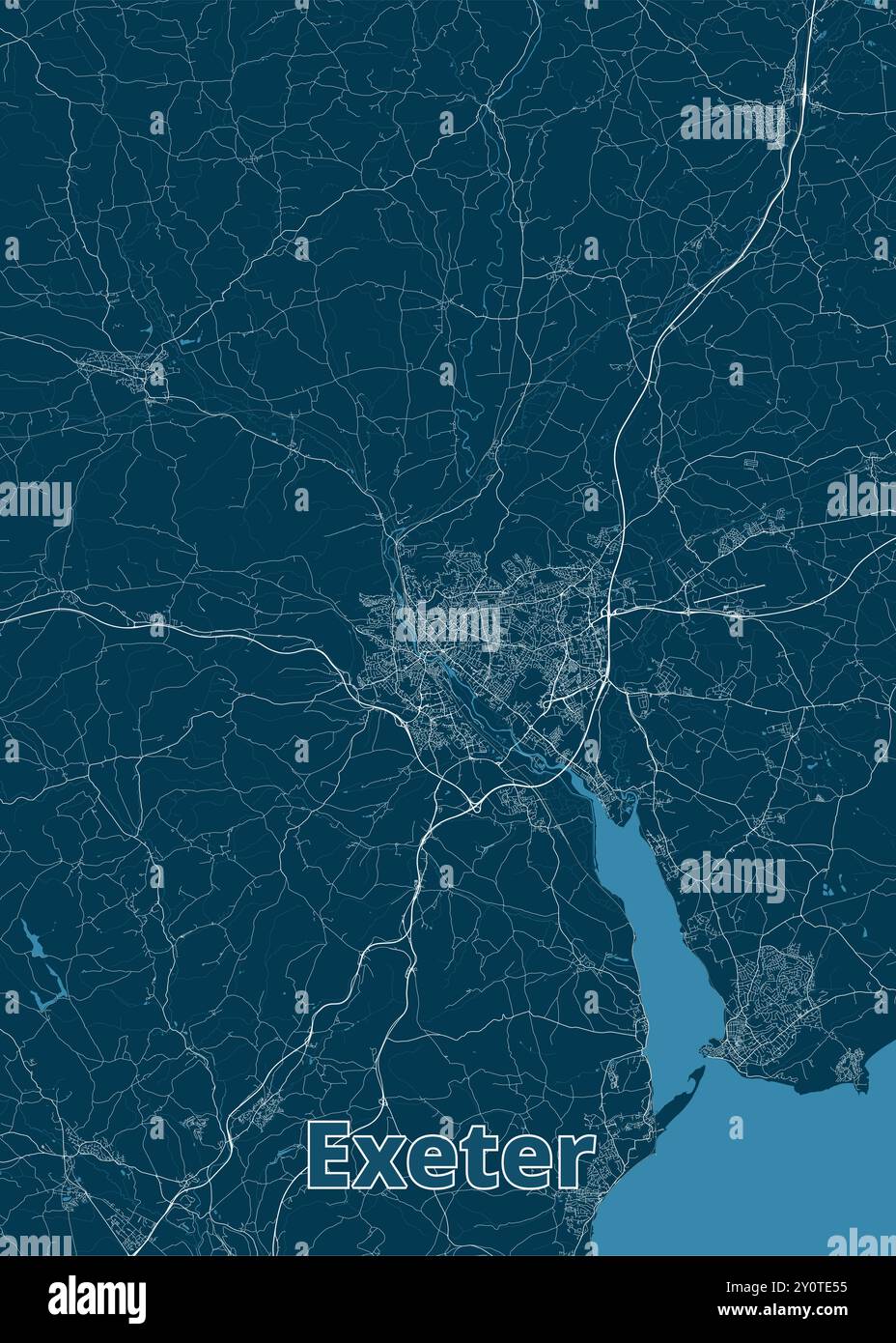Exeter, United Kingdom artistic blueprint map poster Stock Vector Image ...