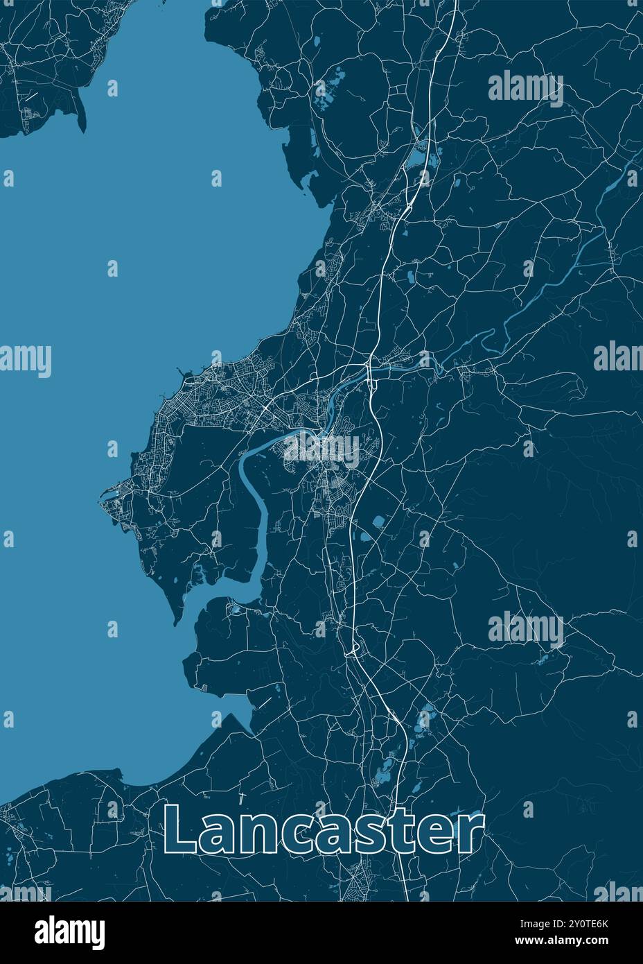 Lancaster, United Kingdom artistic blueprint map poster Stock Vector ...