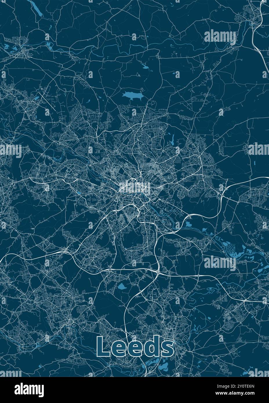 Leeds, United Kingdom artistic blueprint map poster Stock Vector Image ...