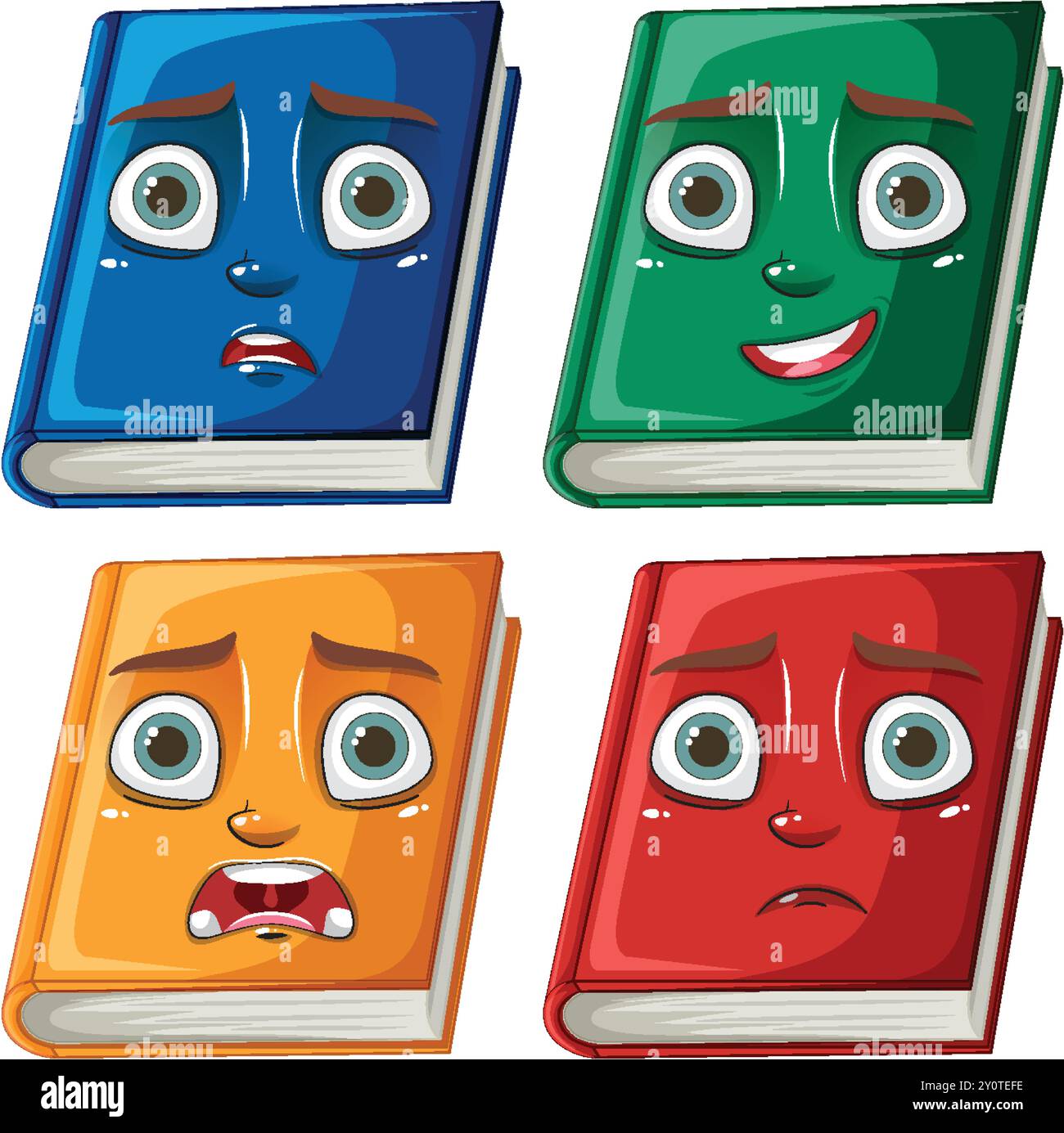 Books displaying various emotional expressions Stock Vector Image & Art ...