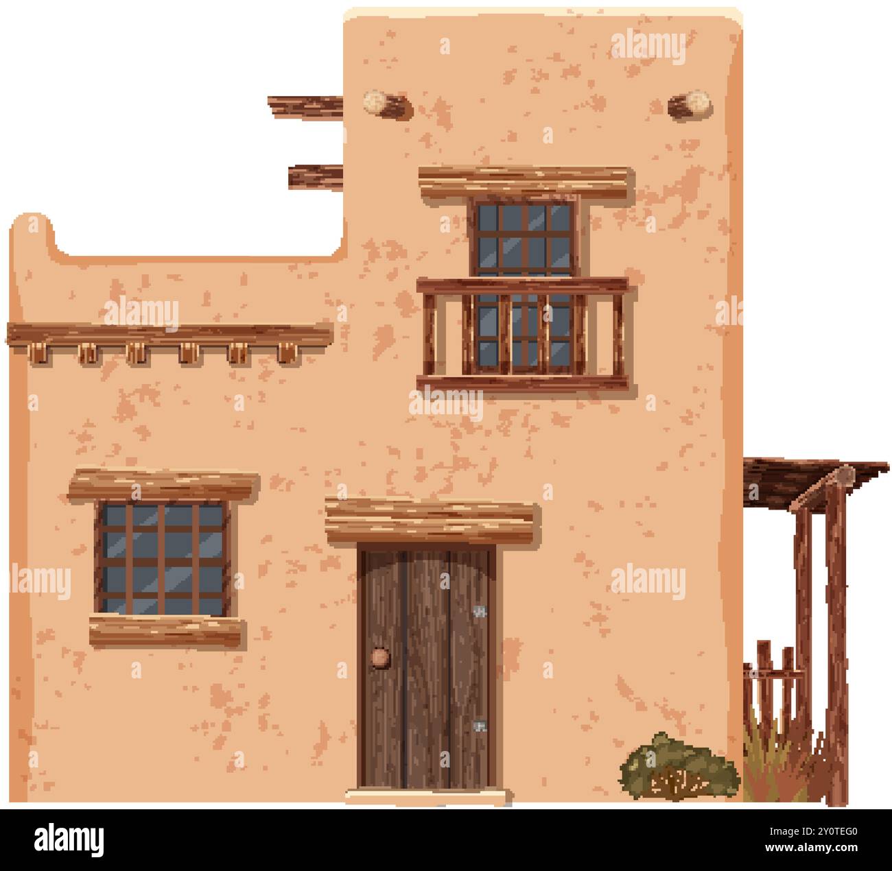 Illustration of a rustic Mexican adobe house Stock Vector Image & Art ...