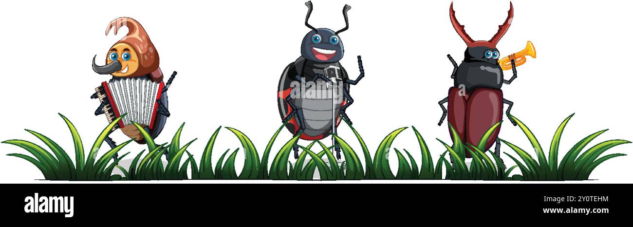 Three insects playing musical instruments Stock Vector Image & Art - Alamy