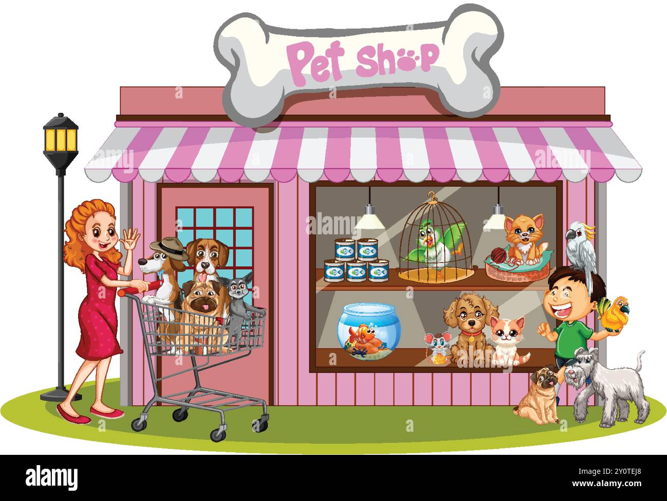 A lively pet shop with animals and people Stock Vector Image & Art - Alamy