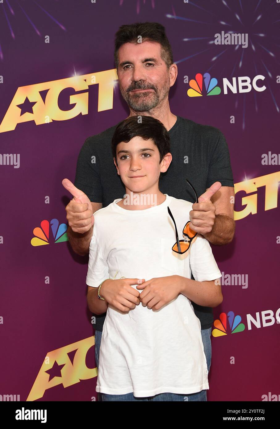 Pasadena, USA. 03rd Sep, 2024. Simon Cowell and Eric Cowell backstage ...