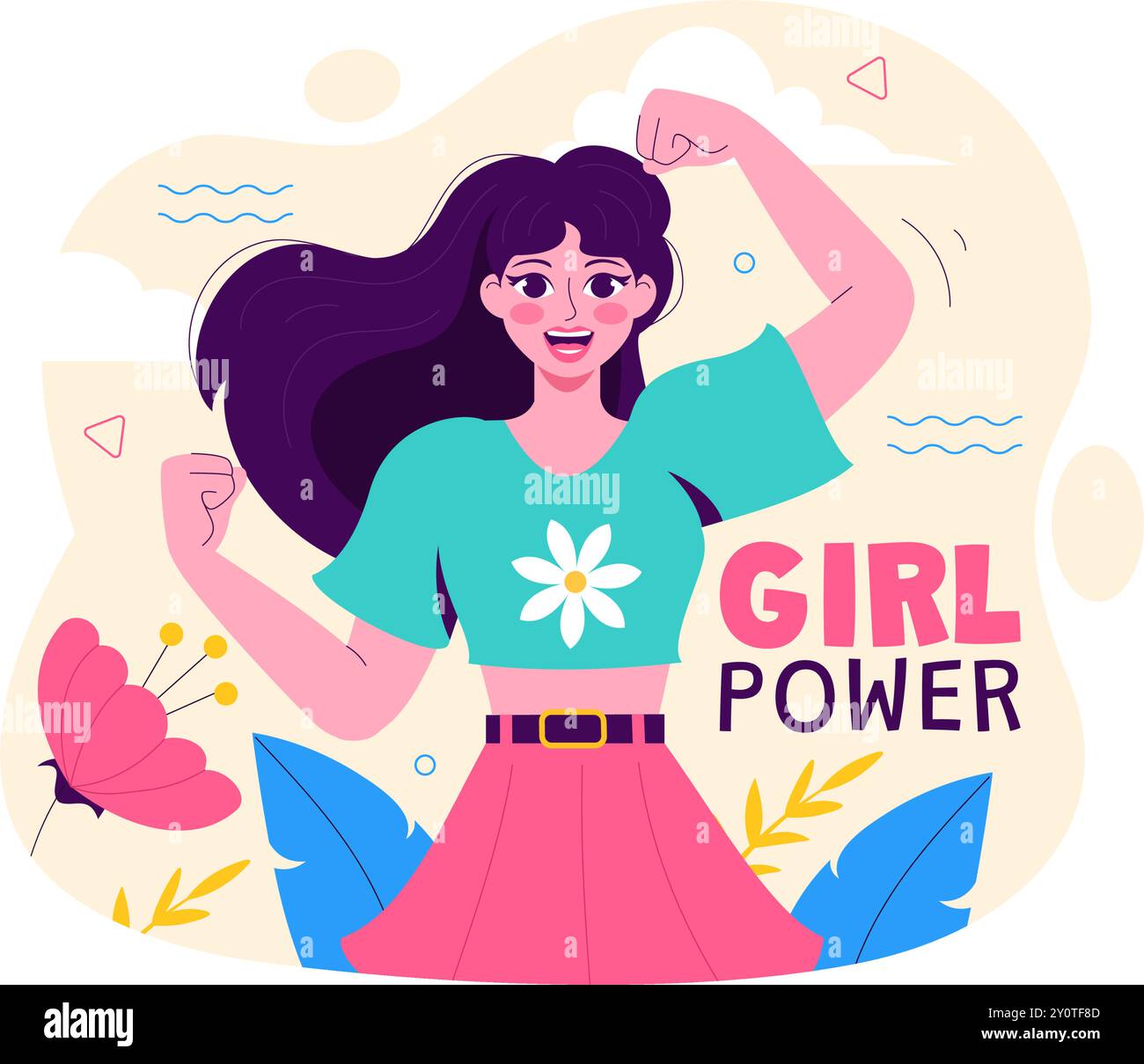Girl Power Vector Illustration to Women as Strong and Independent ...