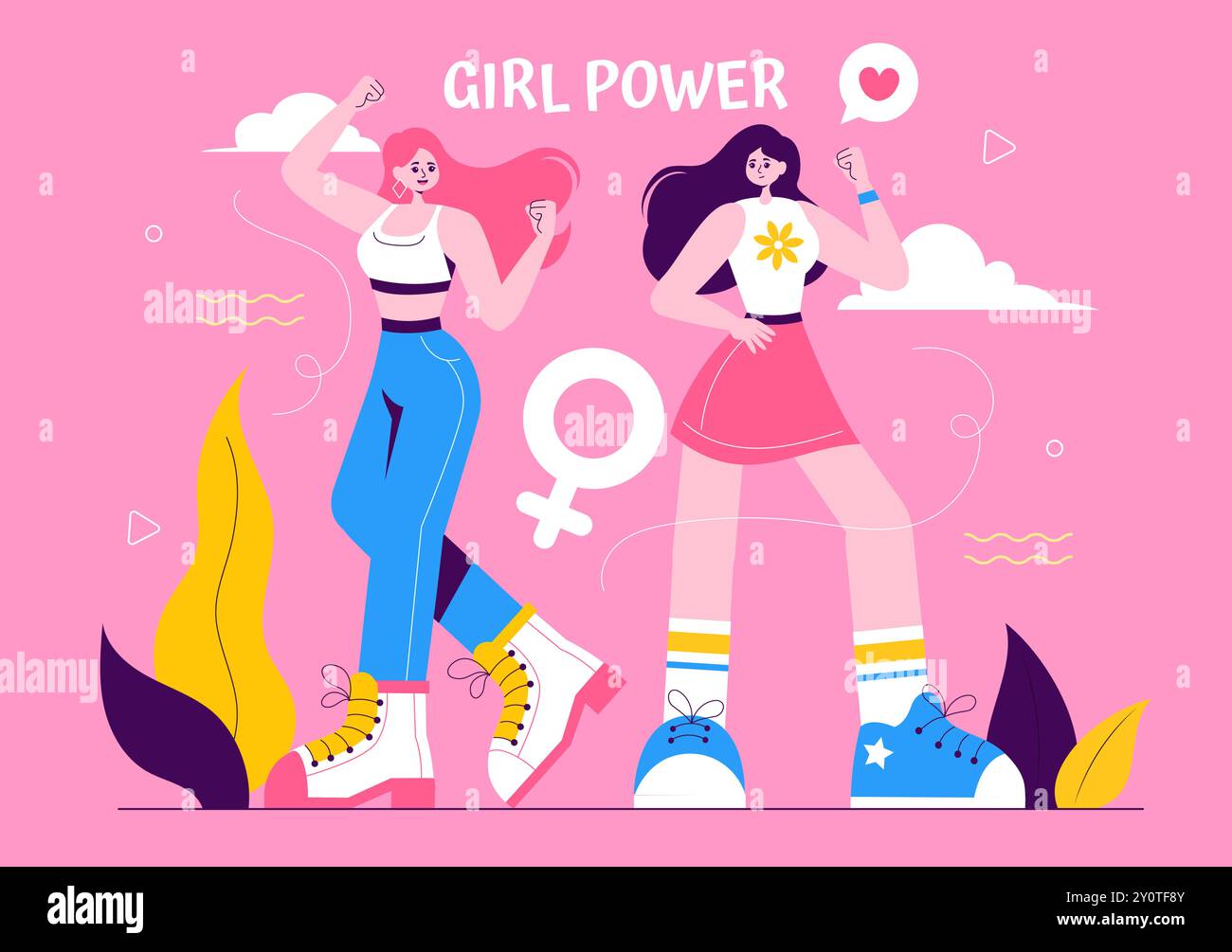 Girl Power Vector Illustration to Women as Strong and Independent ...