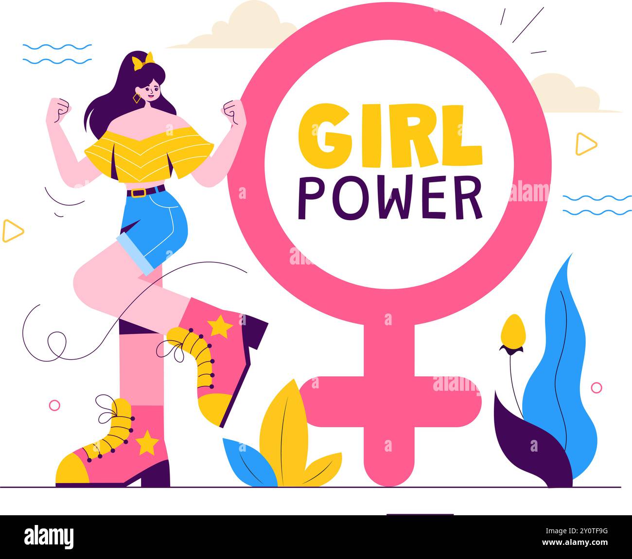 Girl Power Vector Illustration to Women as Strong and Independent ...