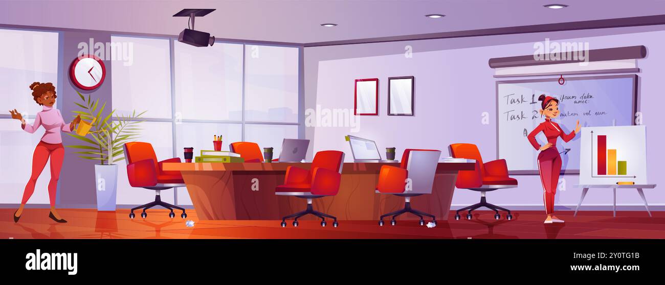 Business women working in office. Vector cartoon illustration of ...