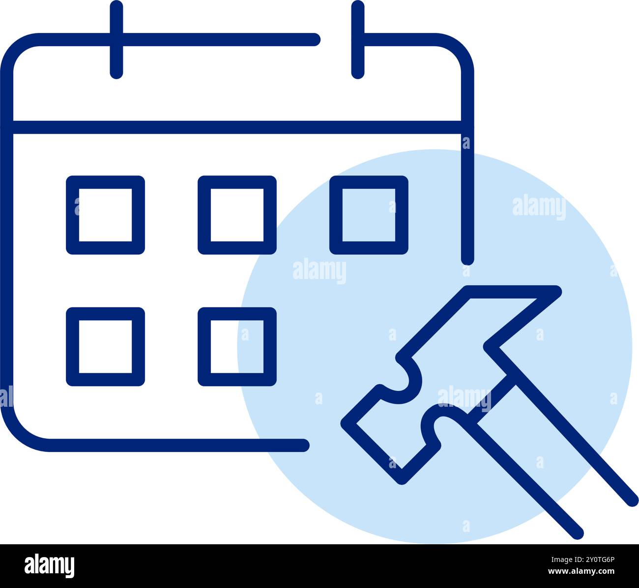 Calendar and hammer. Construction deadline, planned renovation project ...