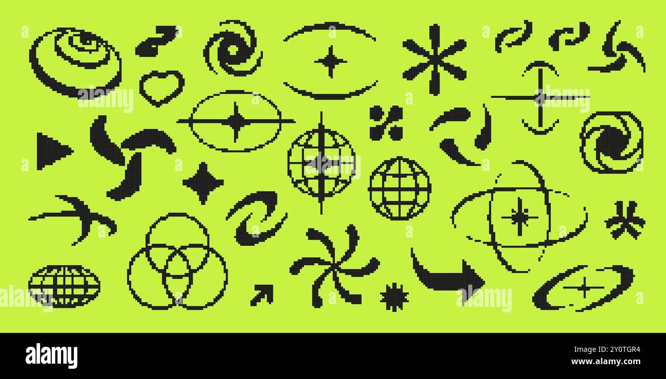 Y2K pixel style asset. 8 bit vector abstract shapes Stock Vector Image ...