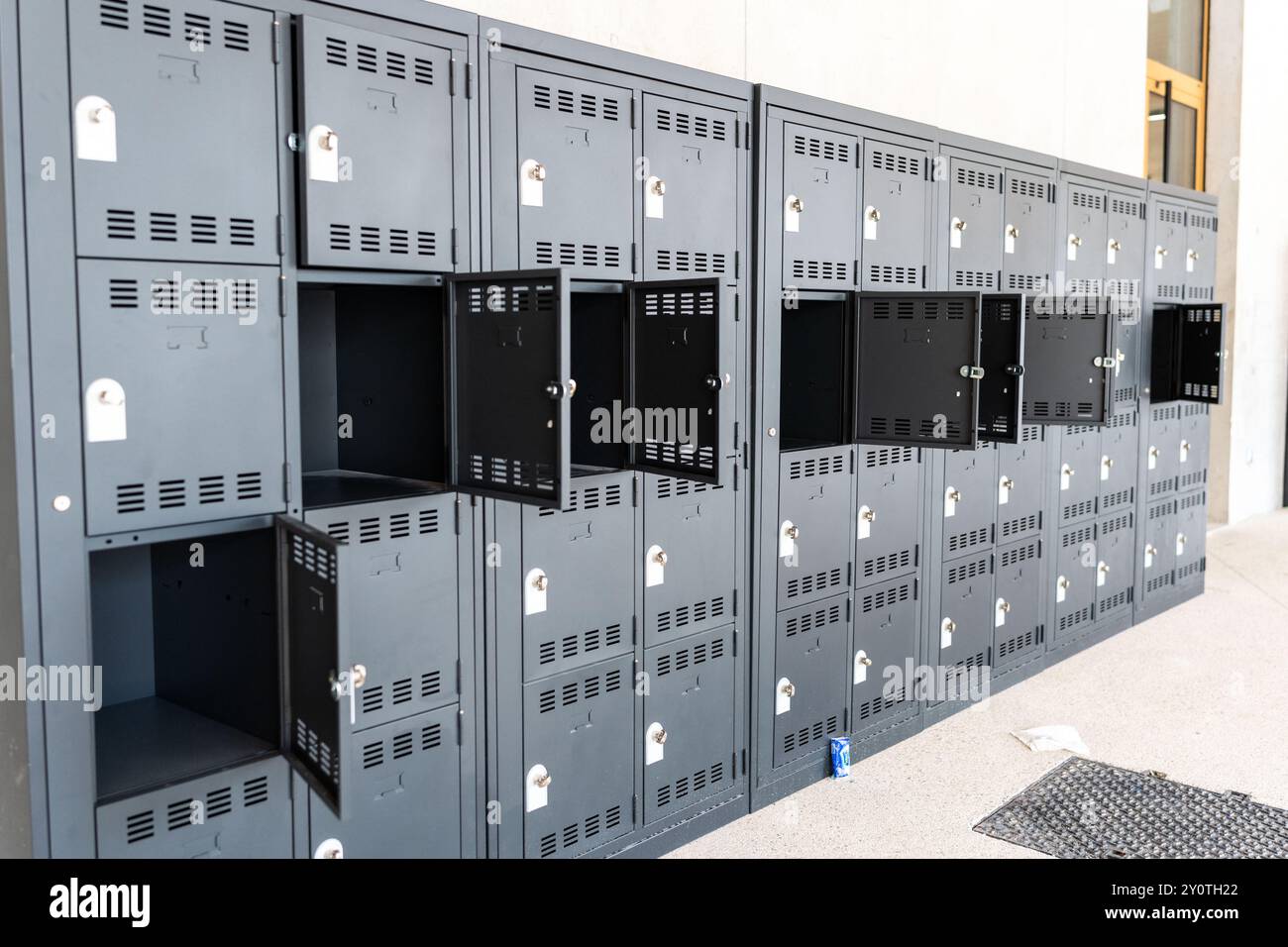 Illustration of a locker in a playground in a school with children and ...
