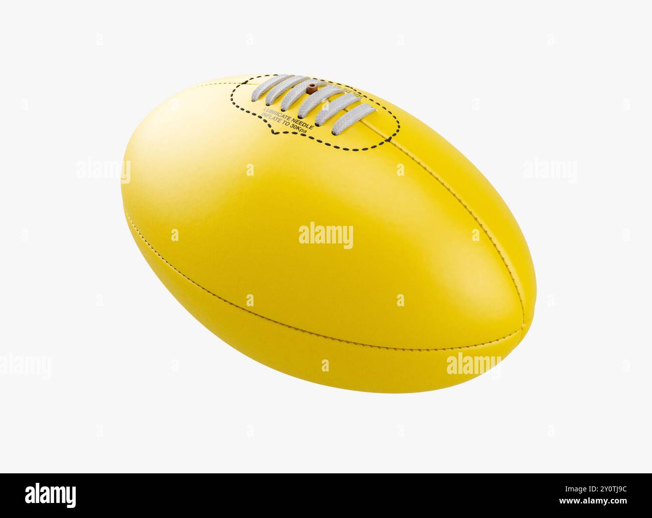 A generic unbranded yellow aussie rules football ball on an isolated ...