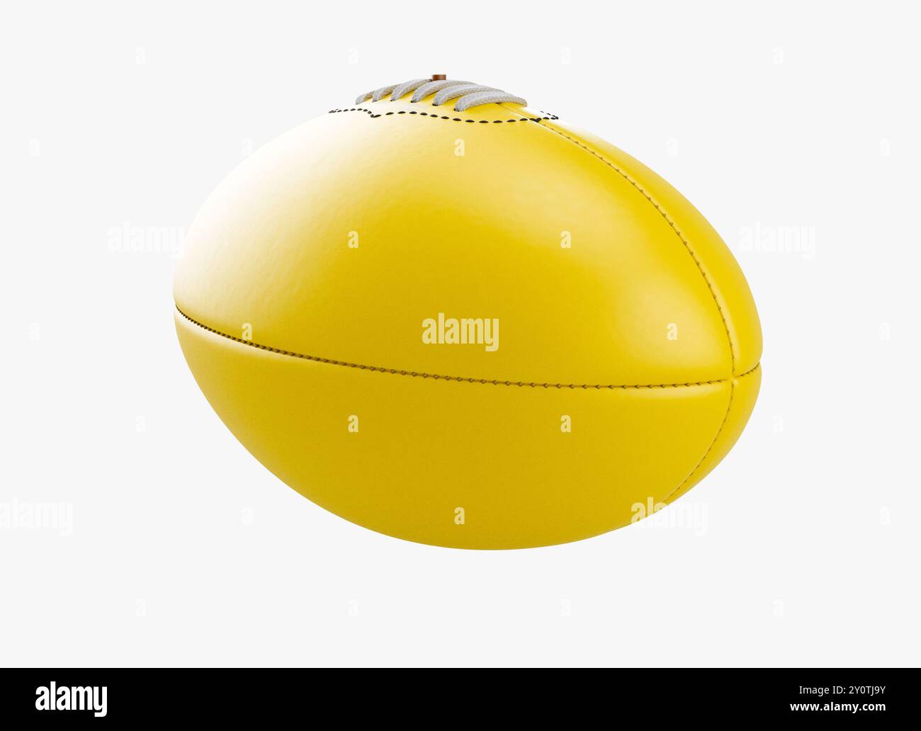 A generic unbranded yellow aussie rules football ball on an isolated ...