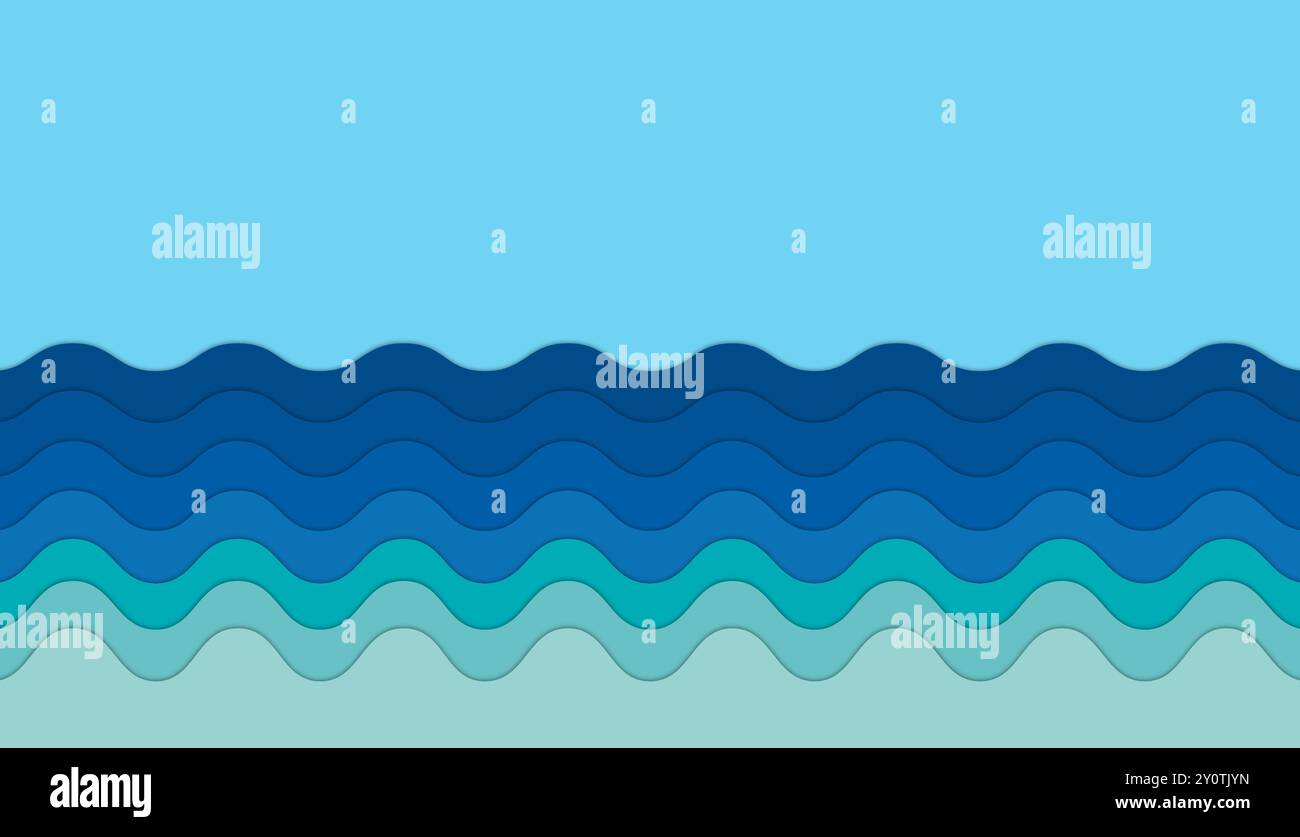 Abstract water, waves on sea. Vector empty background with copy space ...