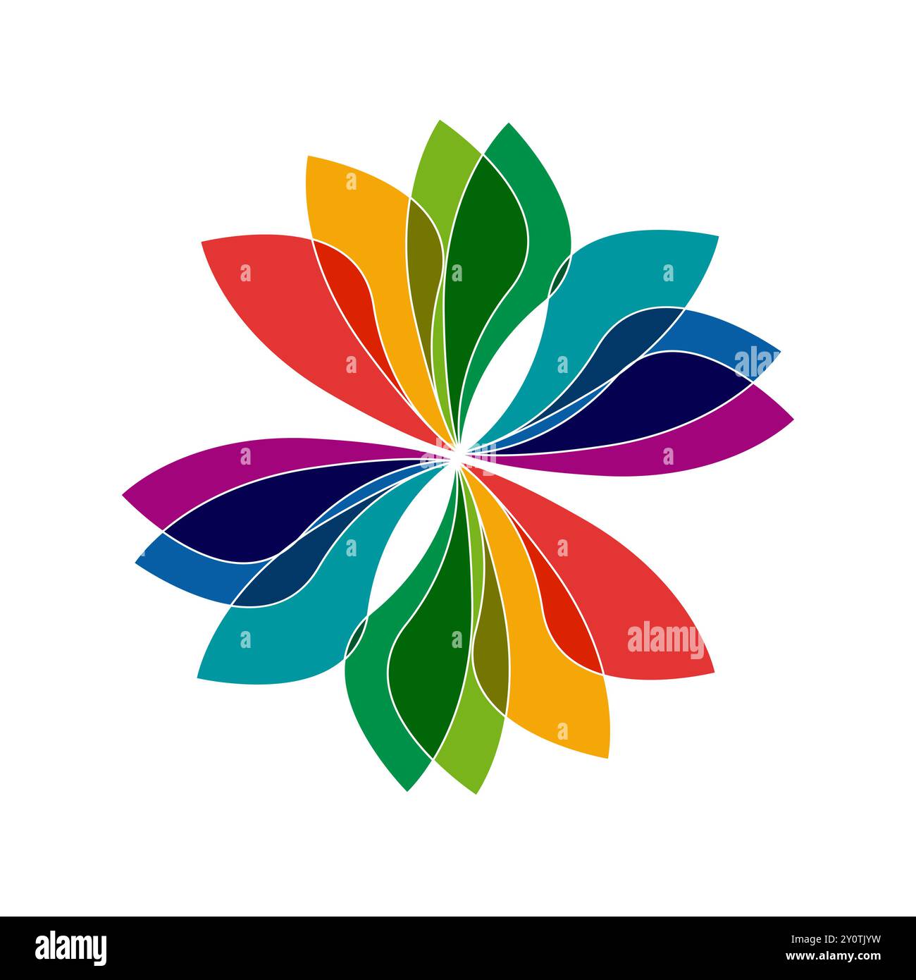 Abstract flower logo forming a circular shape with colorful petals ...