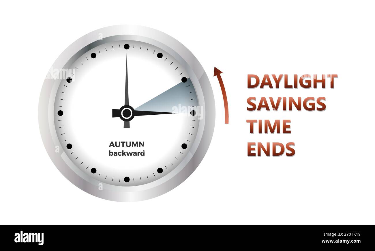 Vector illustration of a clock showing the time change when daylight ...