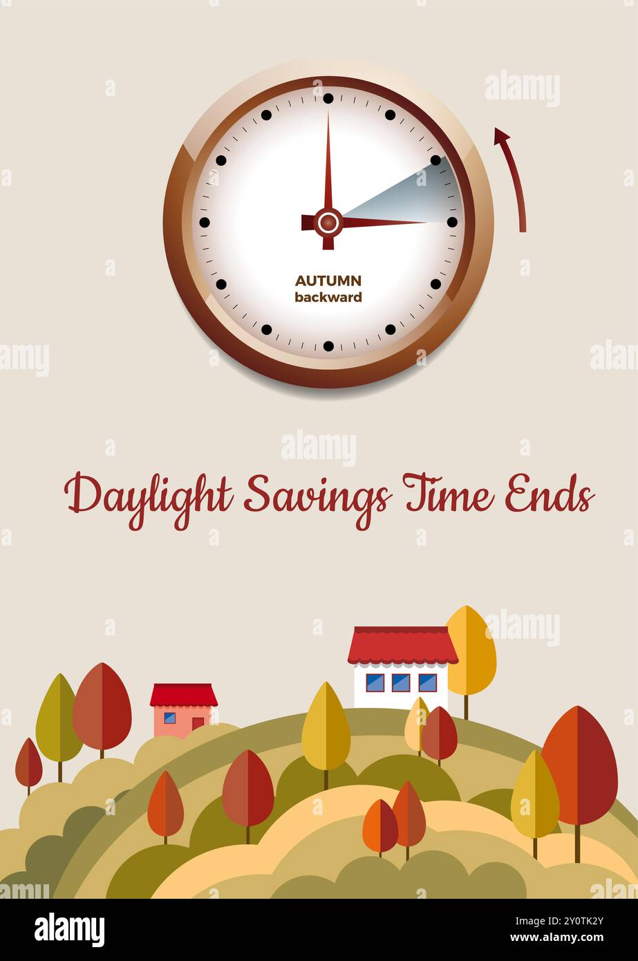 Vector illustration of a clock showing the time change when daylight ...