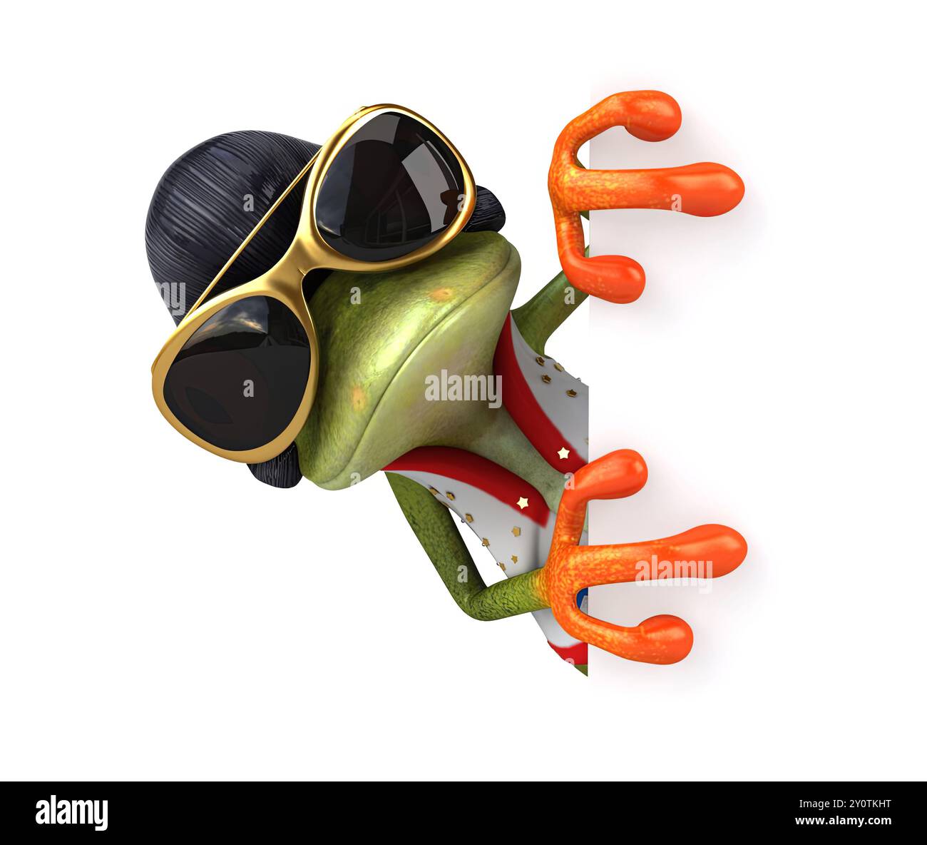 Fun 3D cartoon illustration of frog rocker Stock Photo - Alamy