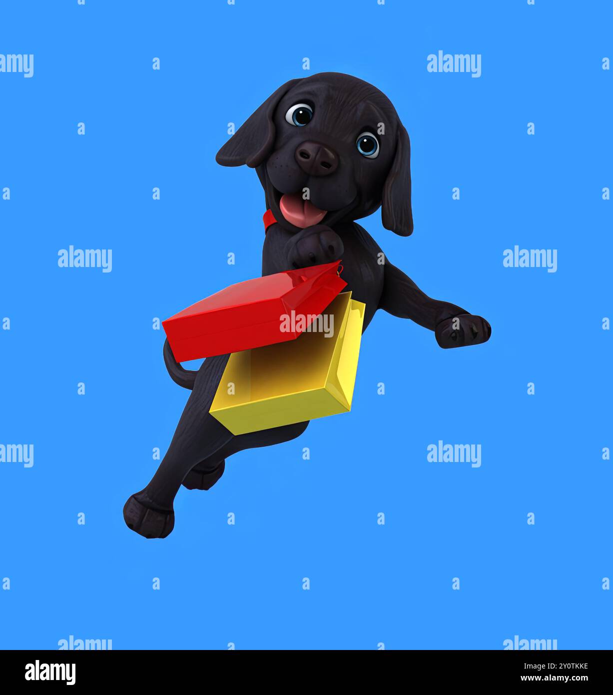 Fun 3D cartoon black Labrador retriever Stock Photo - Alamy