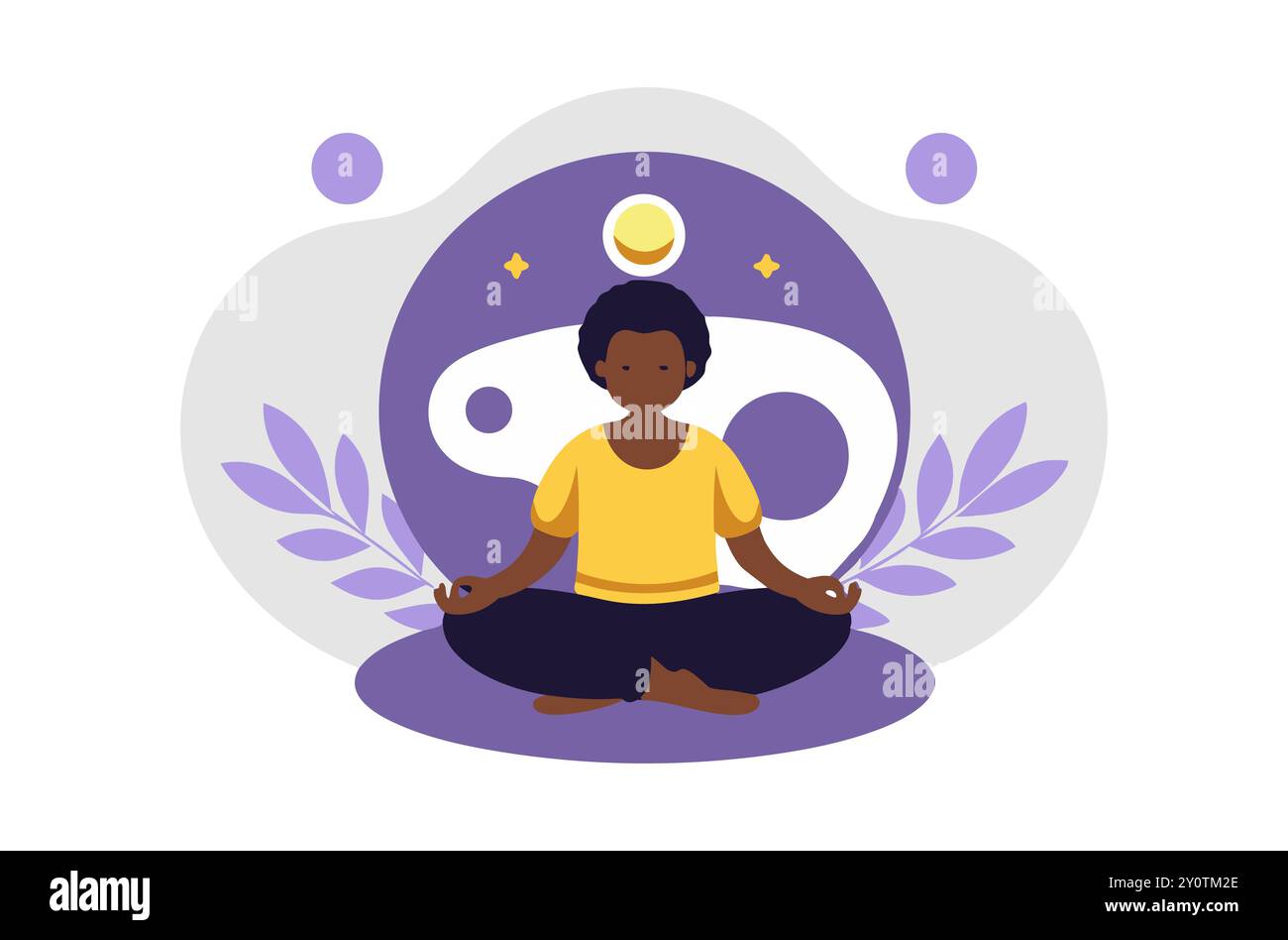 A calming vector illustration of diverse individuals meditating in a ...