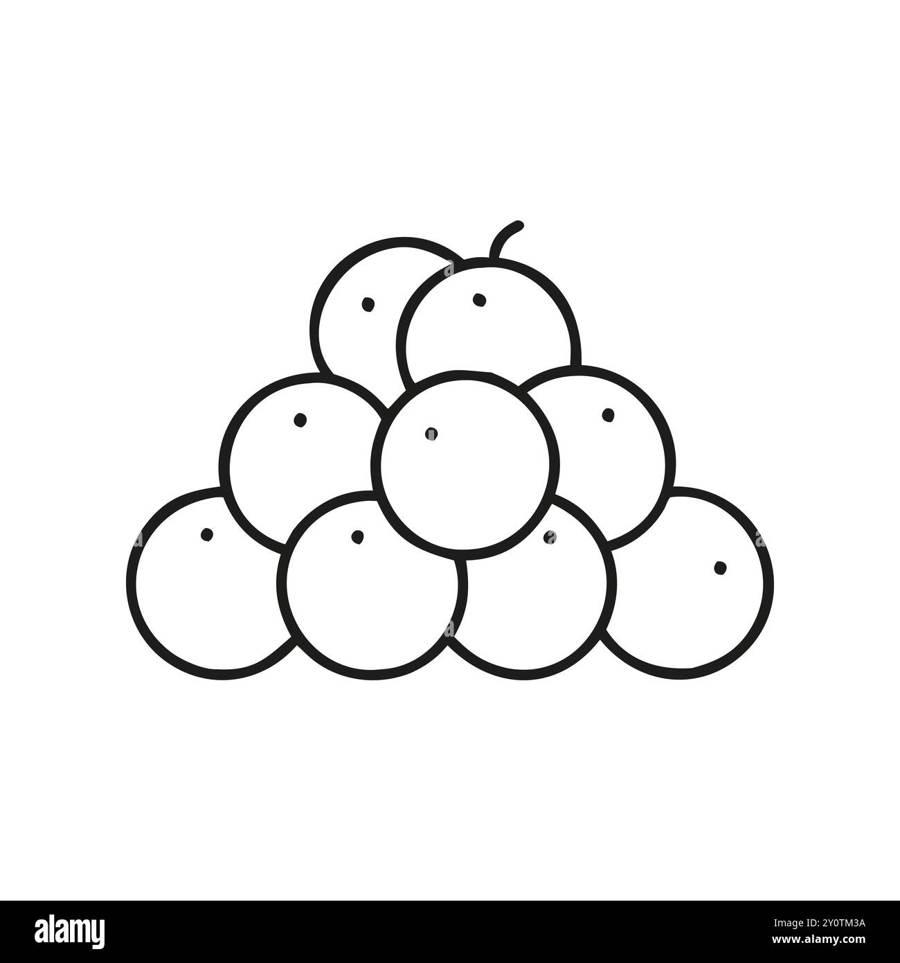 Minimalist black and white illustration of a cluster of grapes ...