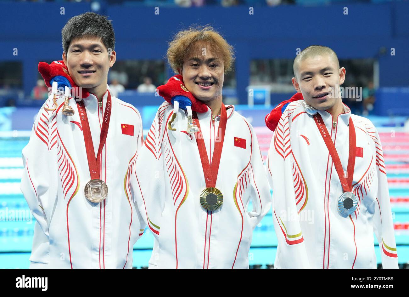 Paris, France. 3rd Sep, 2024. Gold medalist Yuan Weiyi (C), silver ...