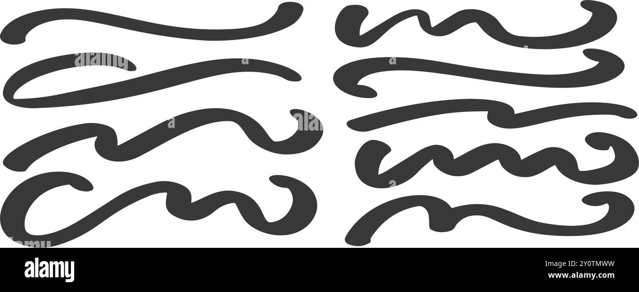 Swoosh vector lines. Swirl strokes and underlines. Swash hand drawn ...