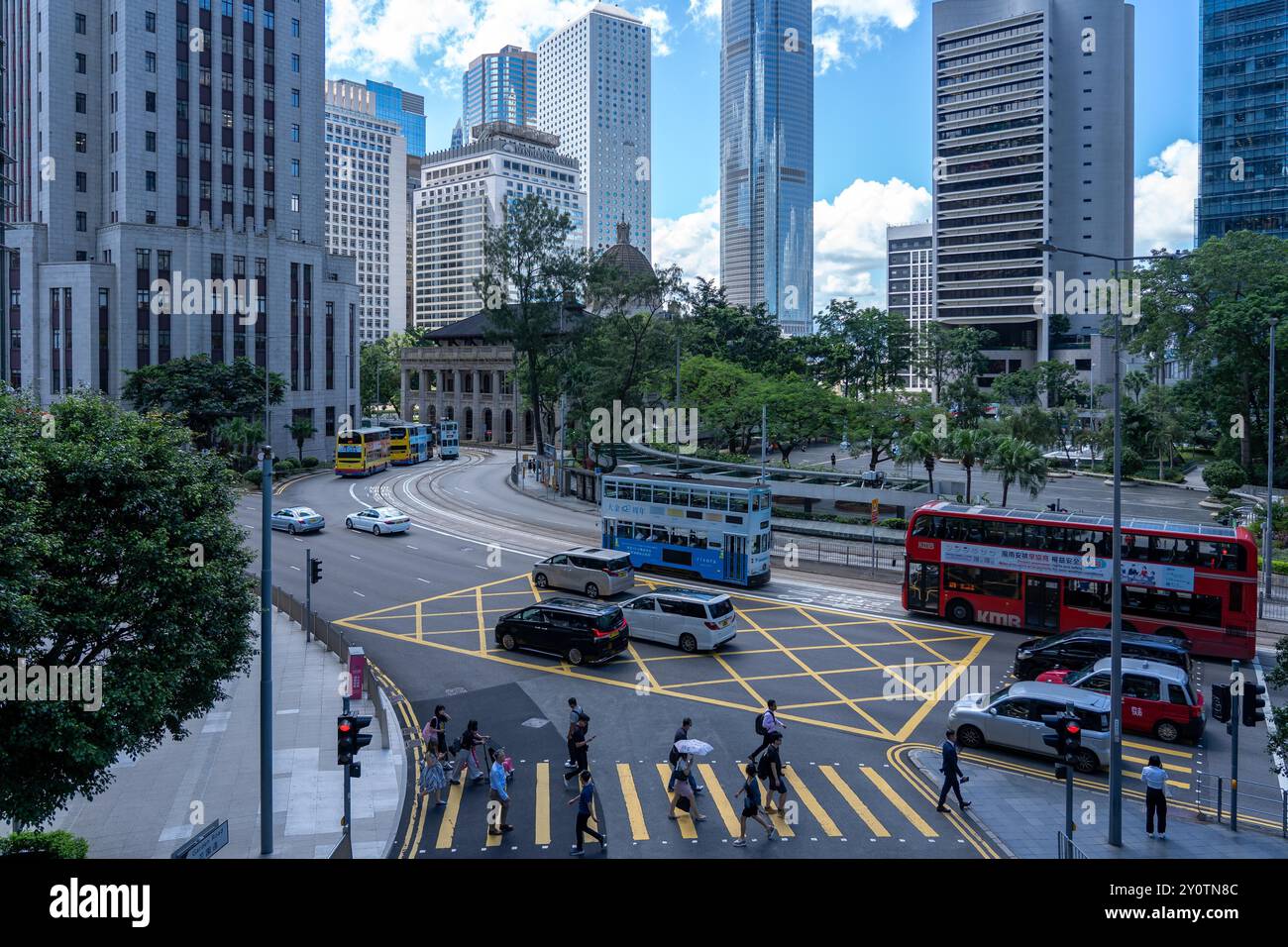 Hong Kong, China - July 03, 2024 : A busy intersection in Hong Kong ...