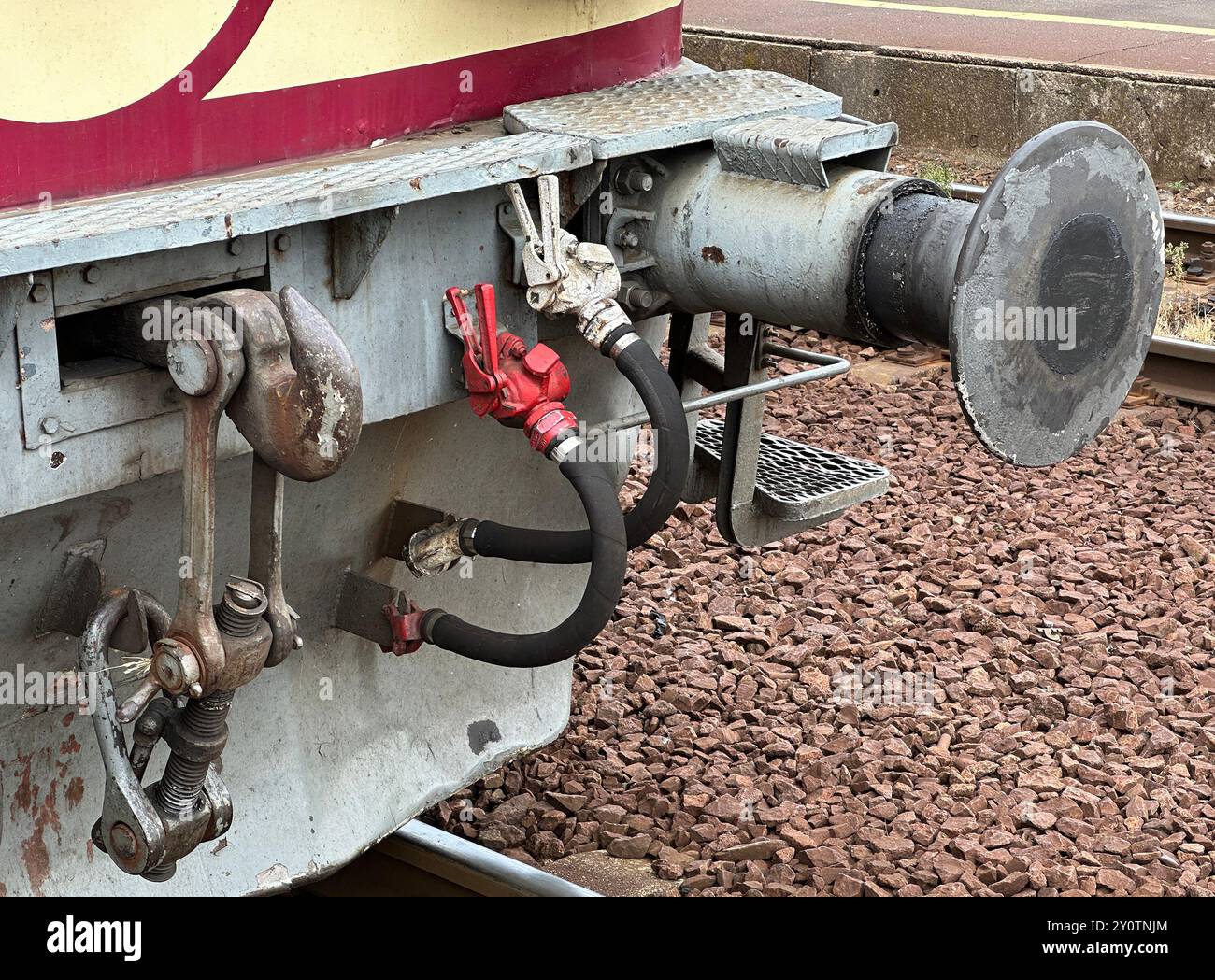 Bumper and front view of a train engine Stock Photo - Alamy